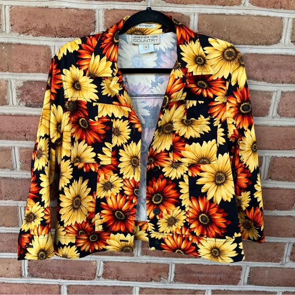 Jones New York | Jackets & Coats | Sunflower Jacket Ladies Size 8 ...